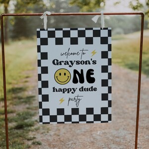 One Happy Dude Welcome Sign, First Birthday Party, Instant Download ...