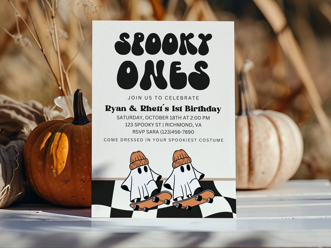 Spooky One Halloween Birthday Invitation, Spooky One Invite, Halloween ...