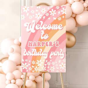 Groovy Birthday Welcome Sign, Groovy Welcome Sign, Retro Birthday ...