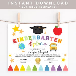 Printable Kindergarten Graduation Diploma, Kindergarten Graduate ...