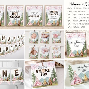One Happy Camper First Birthday Templates Bundle, Instant Download ...
