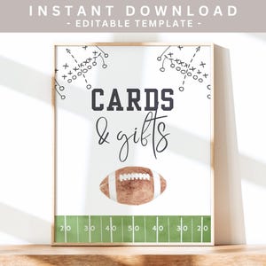 Cards and Gifts Sign, Football Birthday, Instant Download, Editable ...