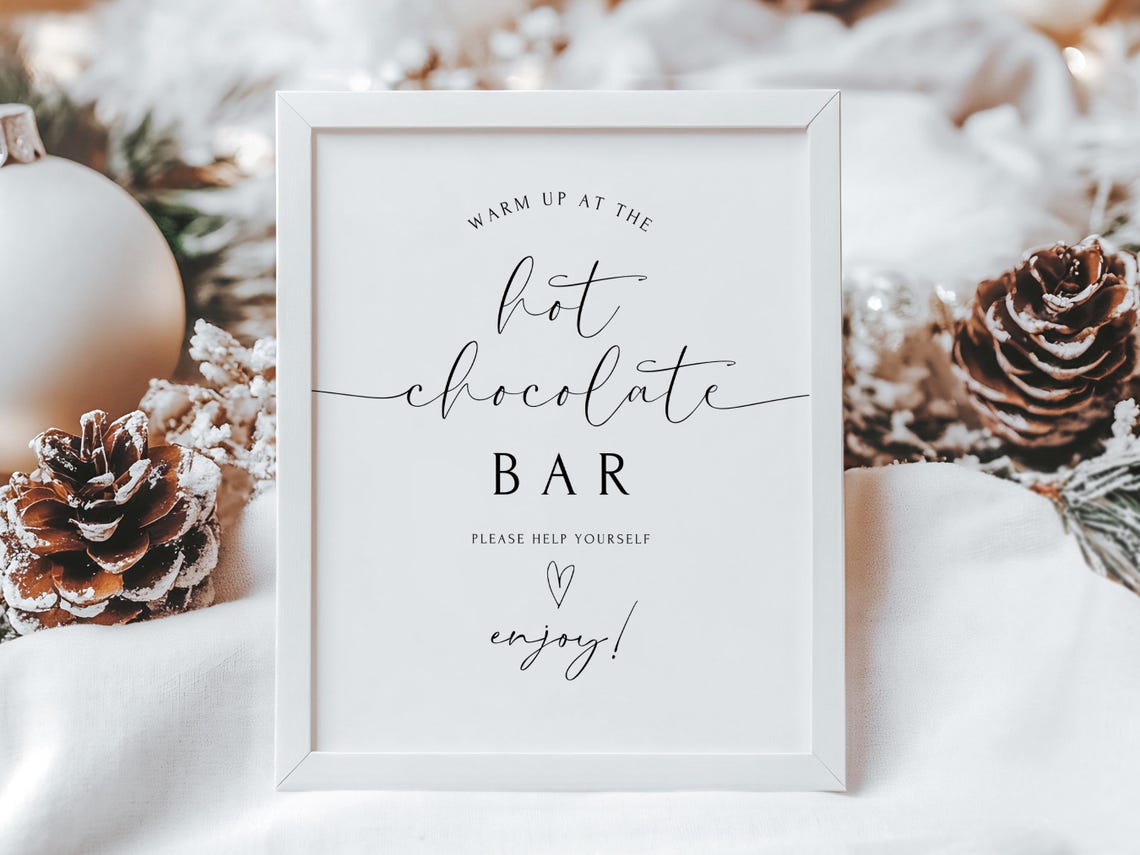 Printable Hot Chocolate Bar Sign, Hot Cocoa Sign, Christmas Party, Hot ...