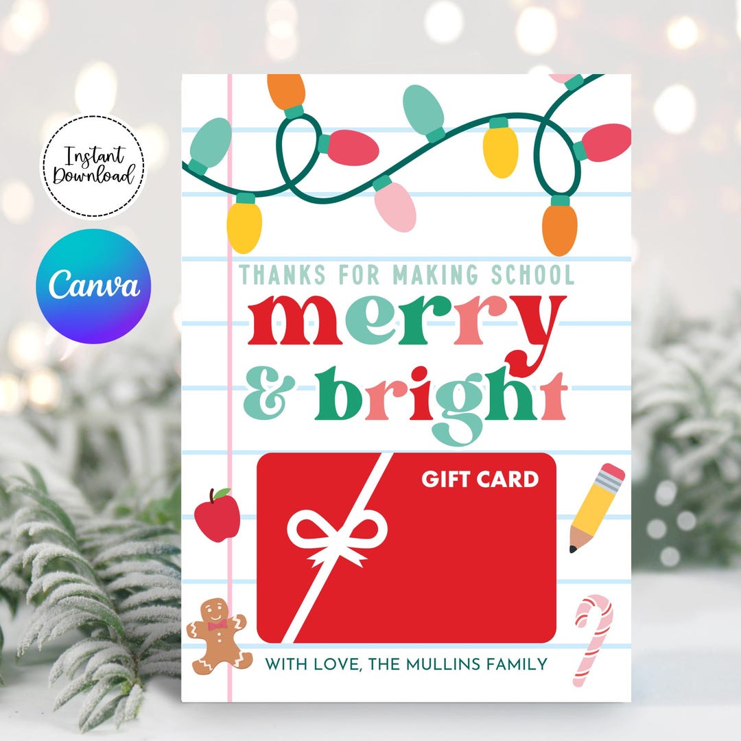 Teacher Christmas Gift Card Holder, Teacher Gift Card, Teacher ...