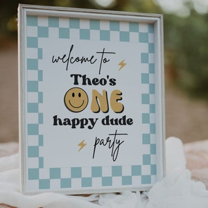 One Happy Dude Welcome Sign | First Birthday Party | Instant Download ...