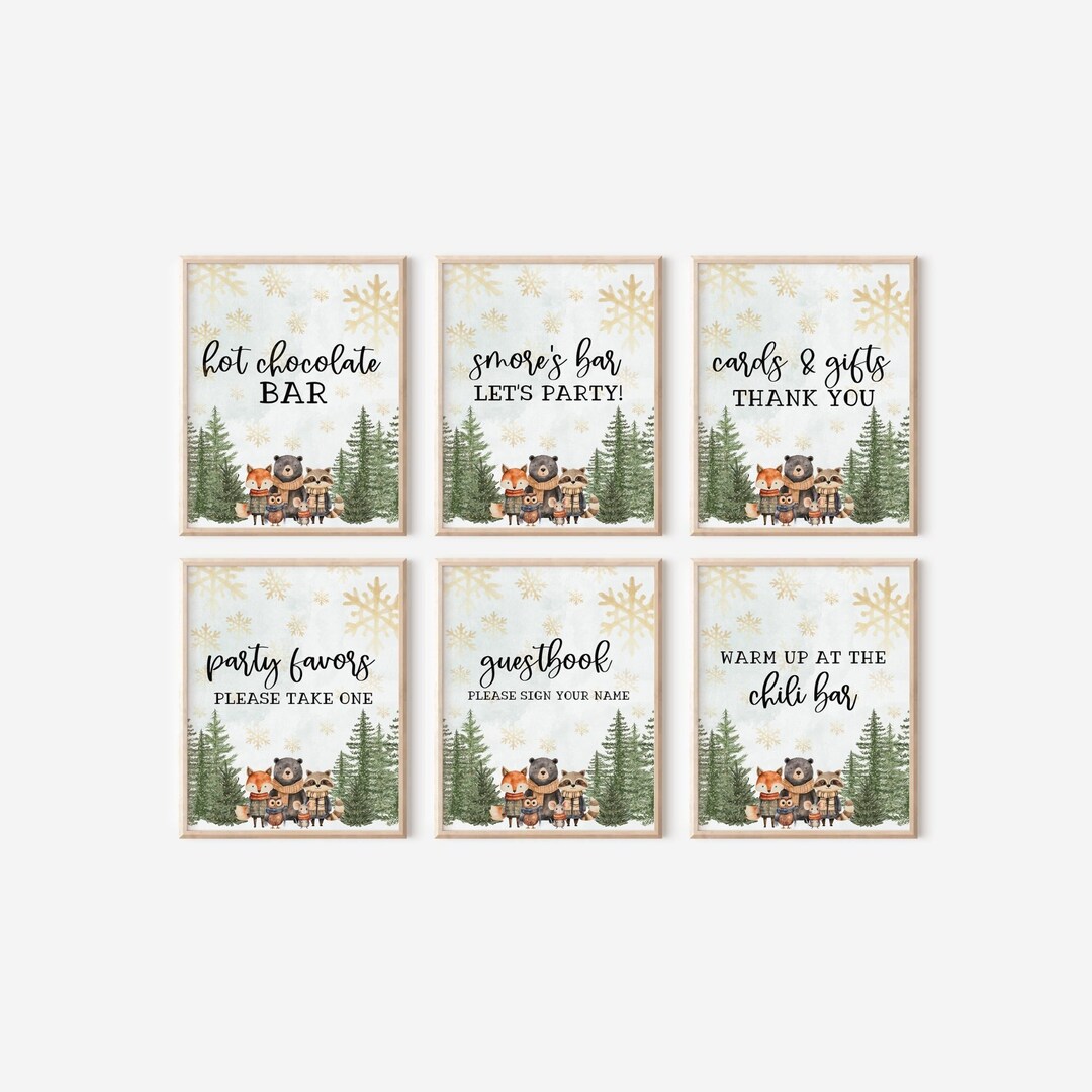 Winter Onederland Birthday Party Signs Bundle Template, Instant ...