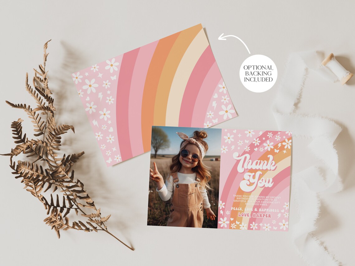 Groovy Birthday Thank You Card, Groovy Thank You, Birthday Thank You ...