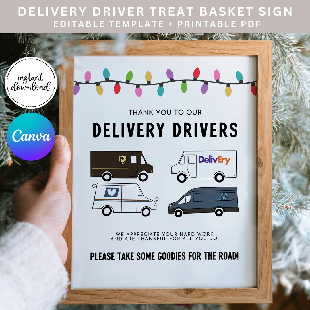 Delivery Driver Thank You Sign, Digital Download, Snack Station Sign ...