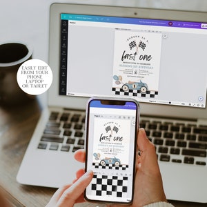 Fast One Birthday Invitation, Race Car Birthday, Race Car Party, 1st ...