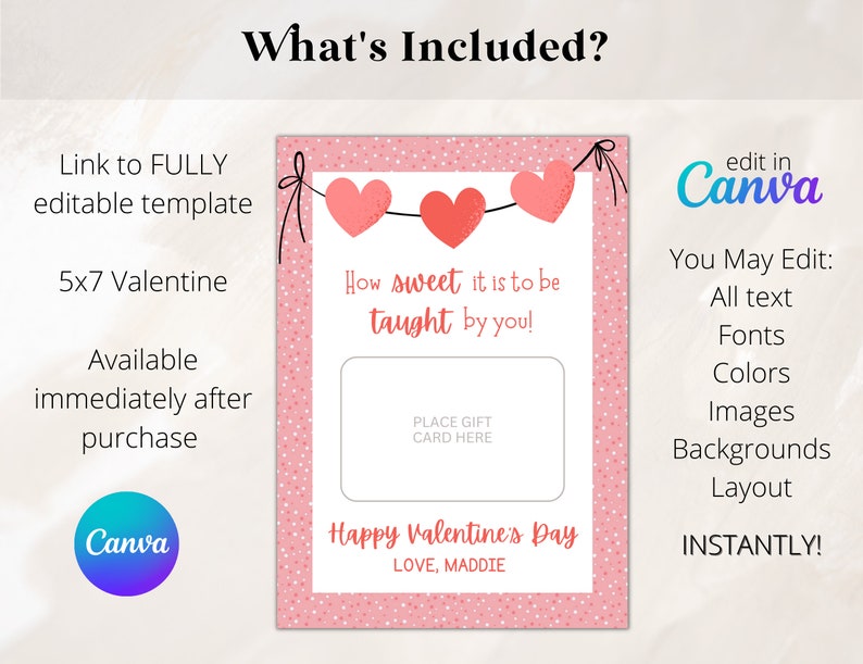 Printable Teacher Valentine's Day Gift Card Holder | Valentine's Day ...