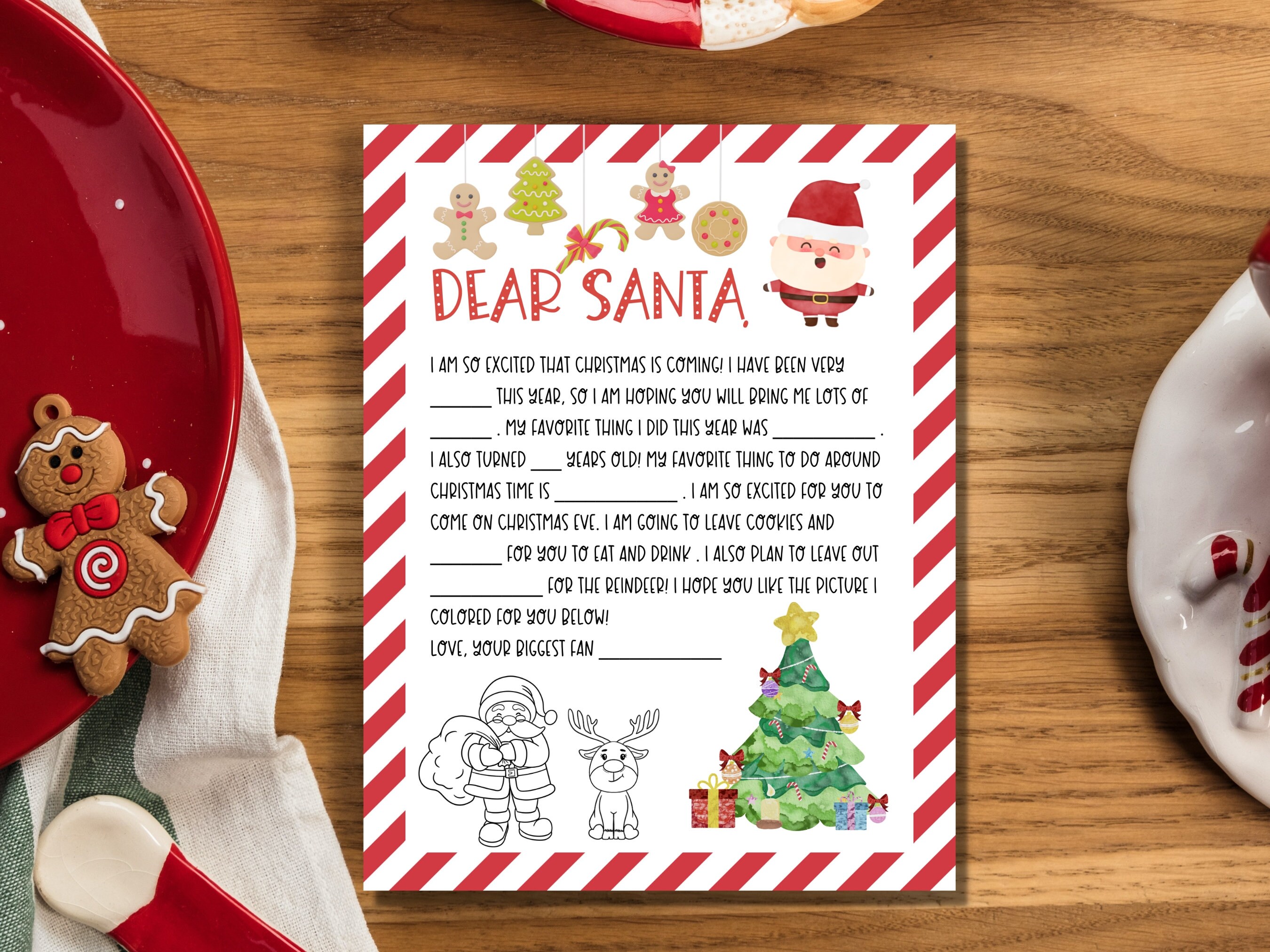 Printable Christmas Letter | Instant Download | Christmas List | Letter ...
