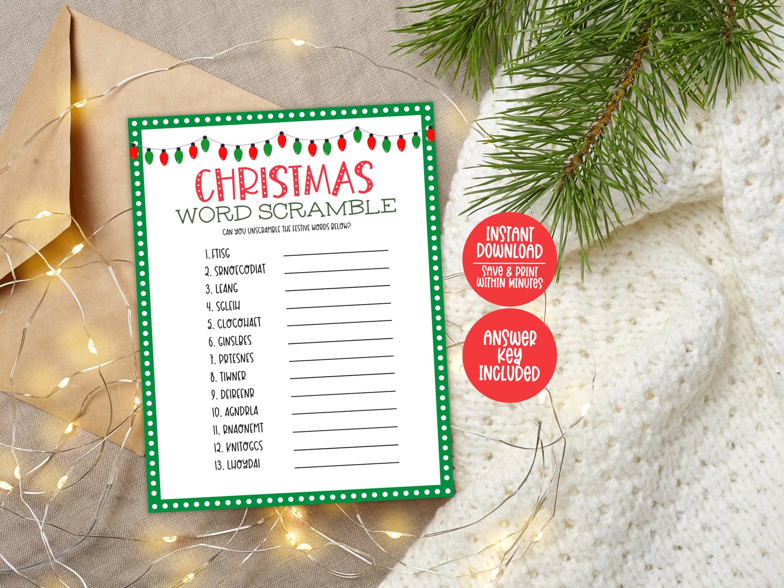 Christmas Word Scramble | Christmas Party Game | Christmas Games ...
