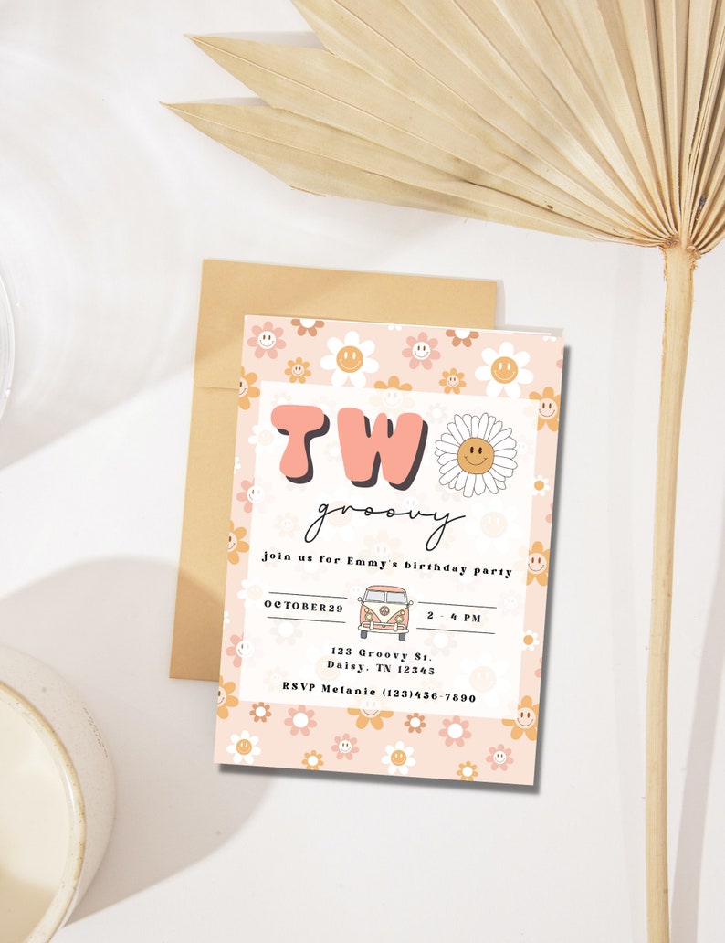 Two Groovy Birthday Party Invitation Groovy Birthday Party - Etsy