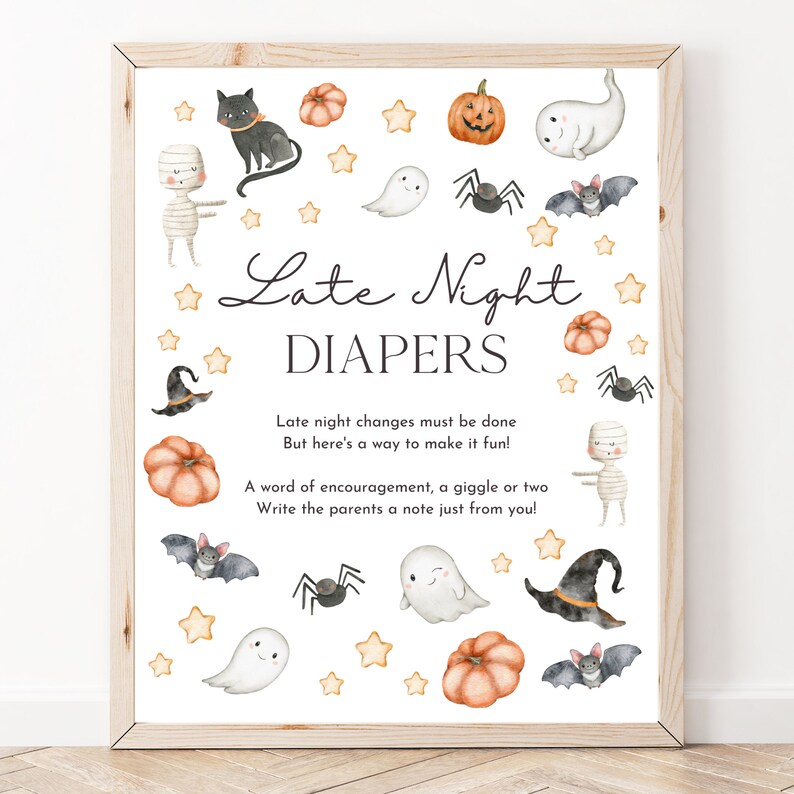 Halloween Shower, Late Night Diapers, Instant Download, Editable ...