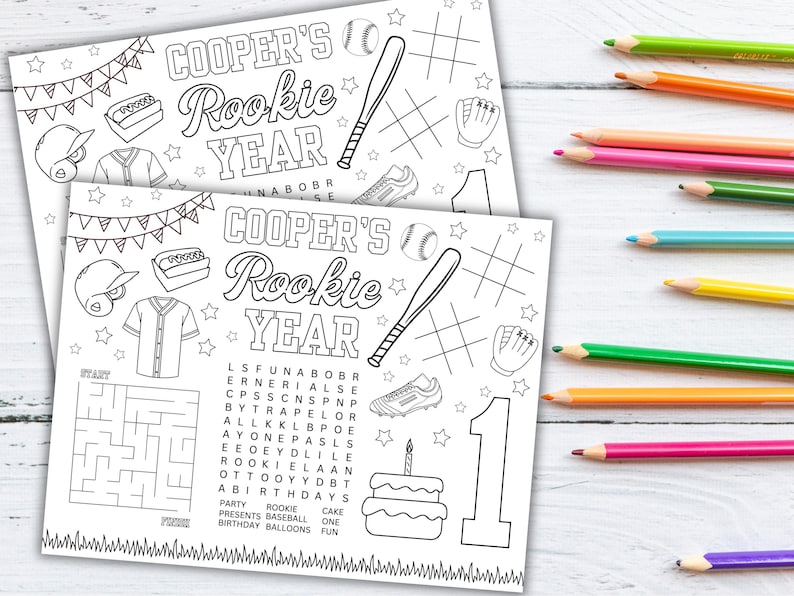Rookie Year Coloring Page, Baseball Party, Baseball Birthday, Birthday ...