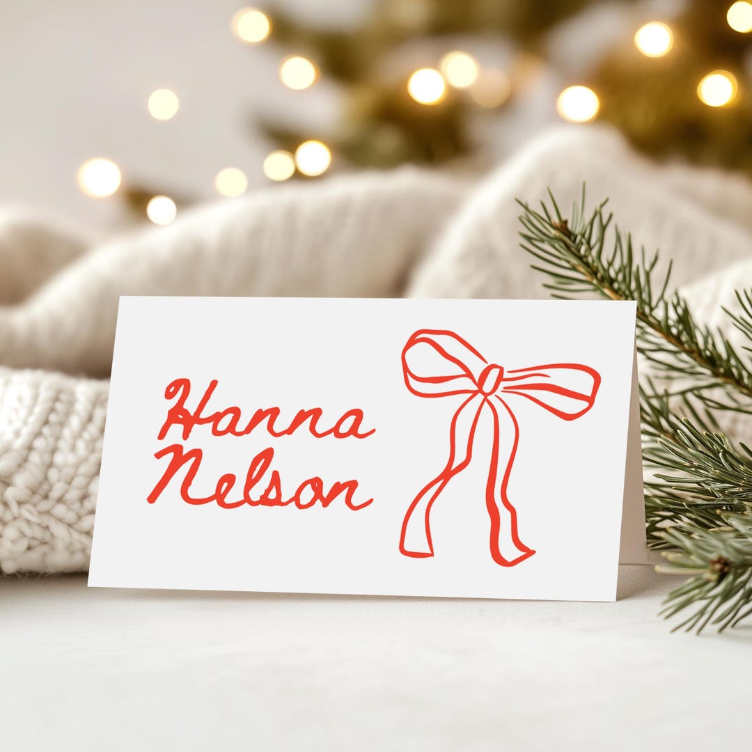 Printable Christmas Place Card, Christmas Tent Card, Name Place Card ...