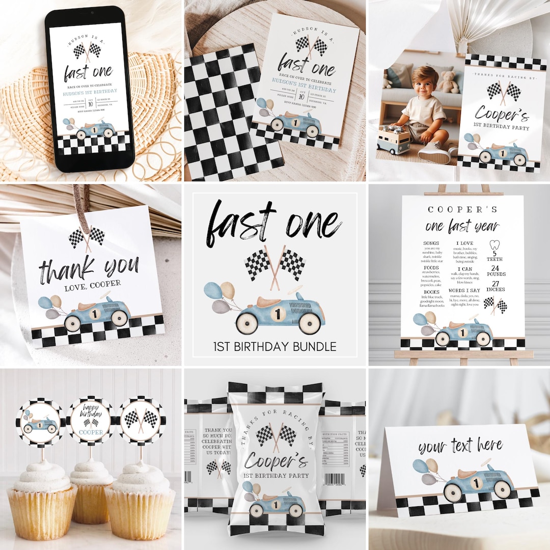 Race Car Birthday Bundle, Fast One Birthday, Fast One, 1st Birthday ...