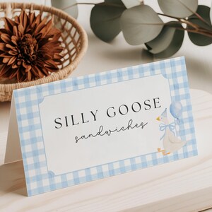 One Silly Goose Food Label, Silly Goose Birthday, Food Table Decor ...