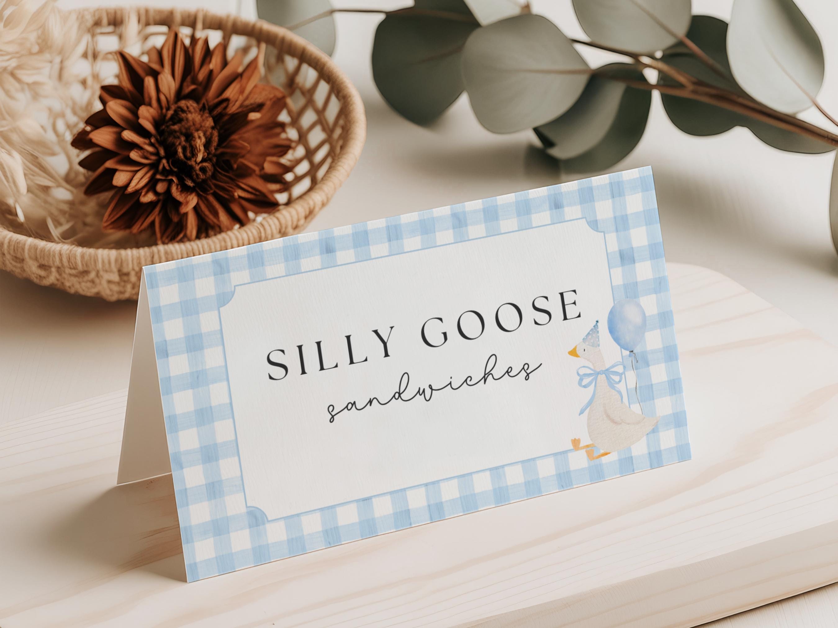 One Silly Goose Food Label, Silly Goose Birthday, Food Table Decor ...