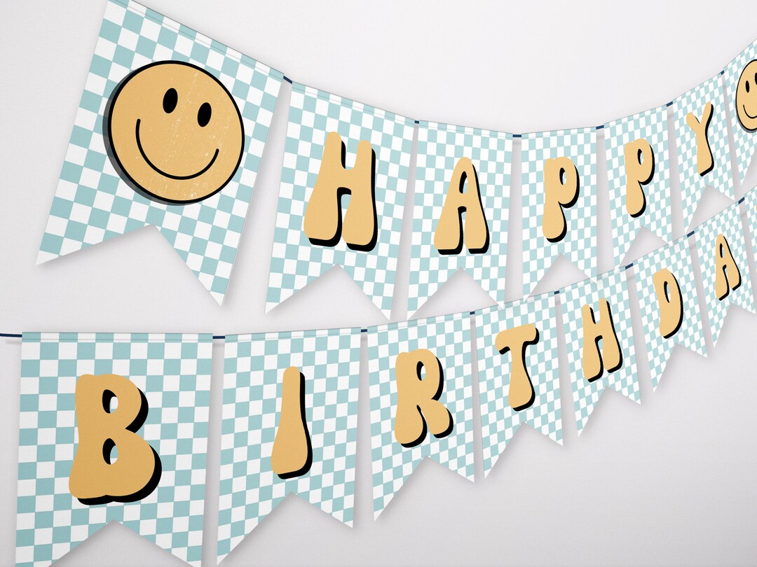 Printable Blue One Happy Dude Happy Birthday Banner | Instant Download ...