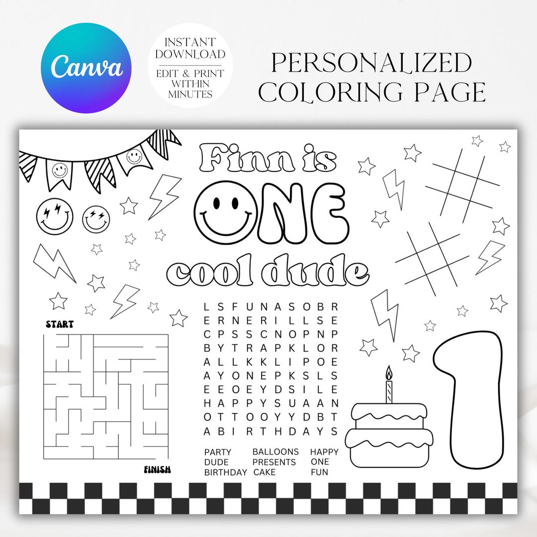 One Cool Dude Coloring Page, 1st Birthday, Happy Dude Birthday ...