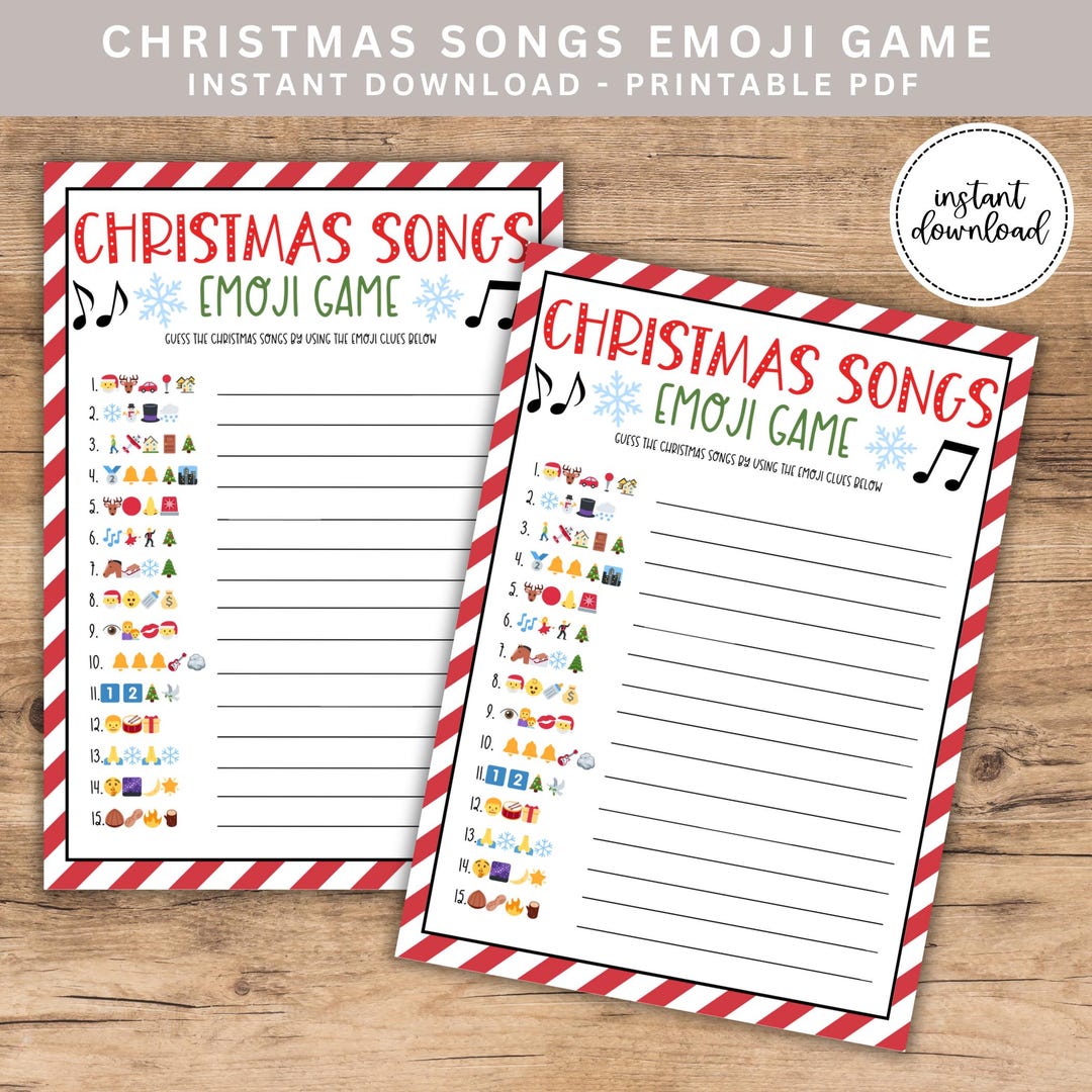 Christmas Songs Emoji Pictionary, Christmas Party Game, Instant ...