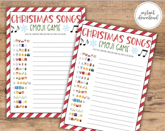 Christmas Songs Emoji Pictionary Game: Printable Holiday Fun (instant ...