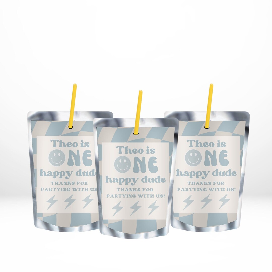 Printable One Happy Dude Birthday Juice Pouch Label Template | Instant ...
