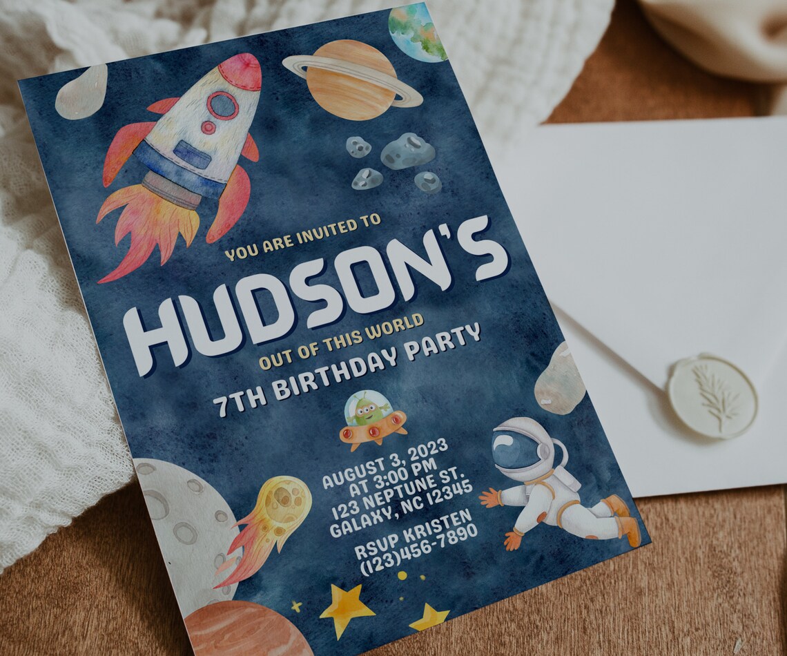 Outer Space Birthday Party Invitation | Editable Birthday Party ...