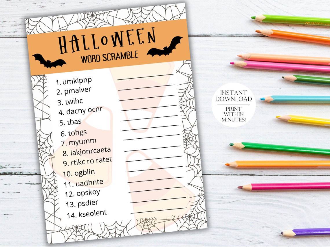 Halloween Word Scramble, Halloween Game, Instant Download, Halloween ...