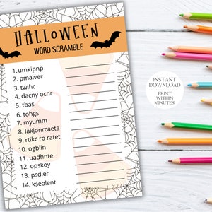 Halloween Word Scramble, Halloween Game, Instant Download, Halloween ...
