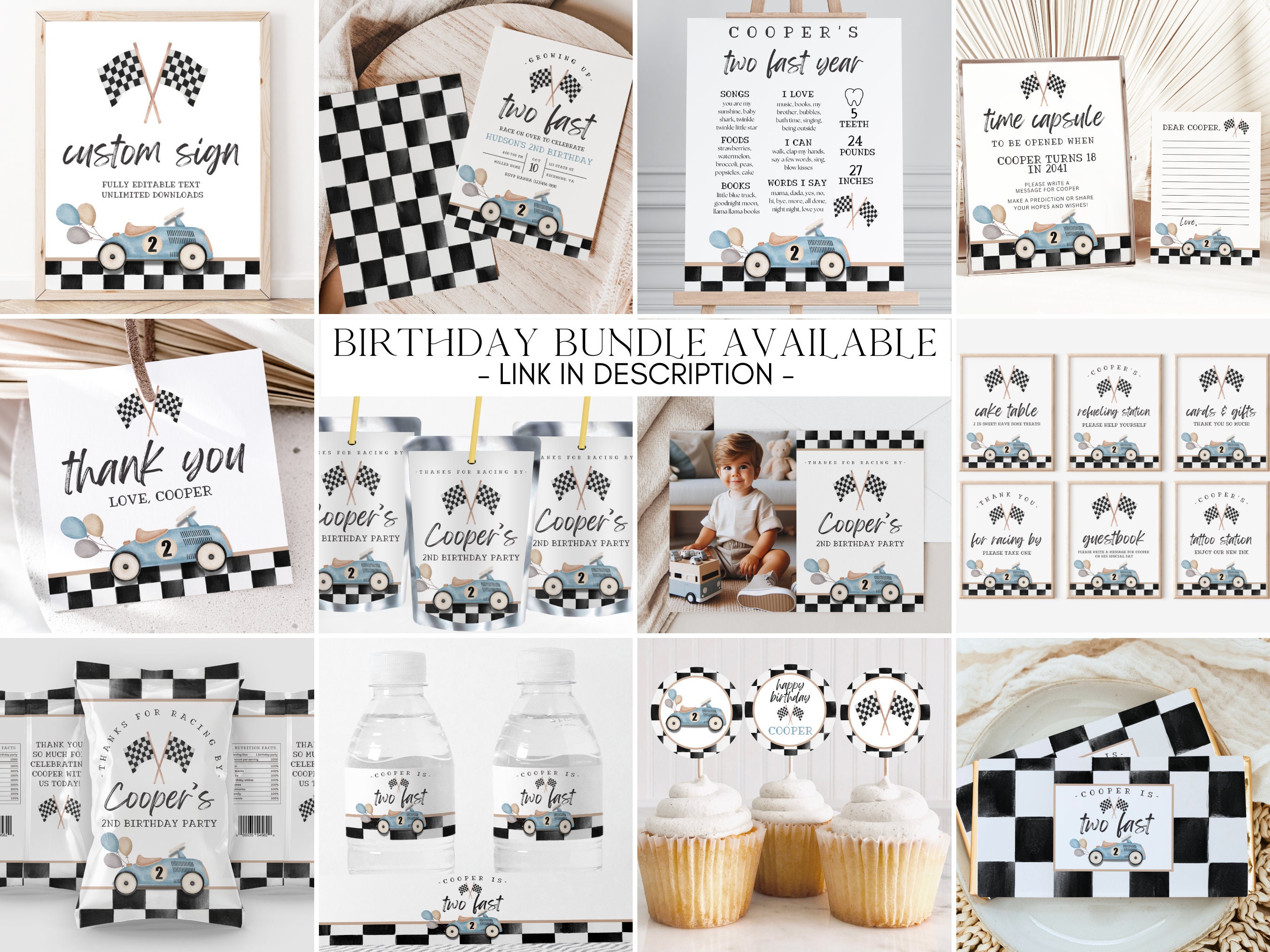 Two Fast Birthday Thank You Card, Race Car Birthday, Race Car Thank You ...