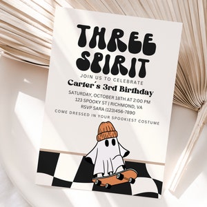 Three Spirit Halloween Birthday Invitation, Halloween Party, 3rd ...