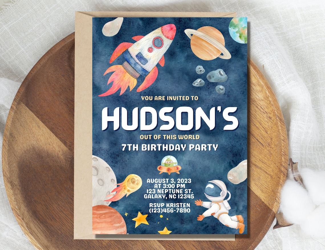 Outer Space Birthday Party Invitation Editable Birthday - Etsy