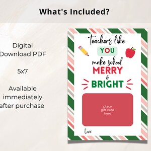 Teacher Christmas Card Teacher Holiday Card Teacher Gift Teacher Thank ...