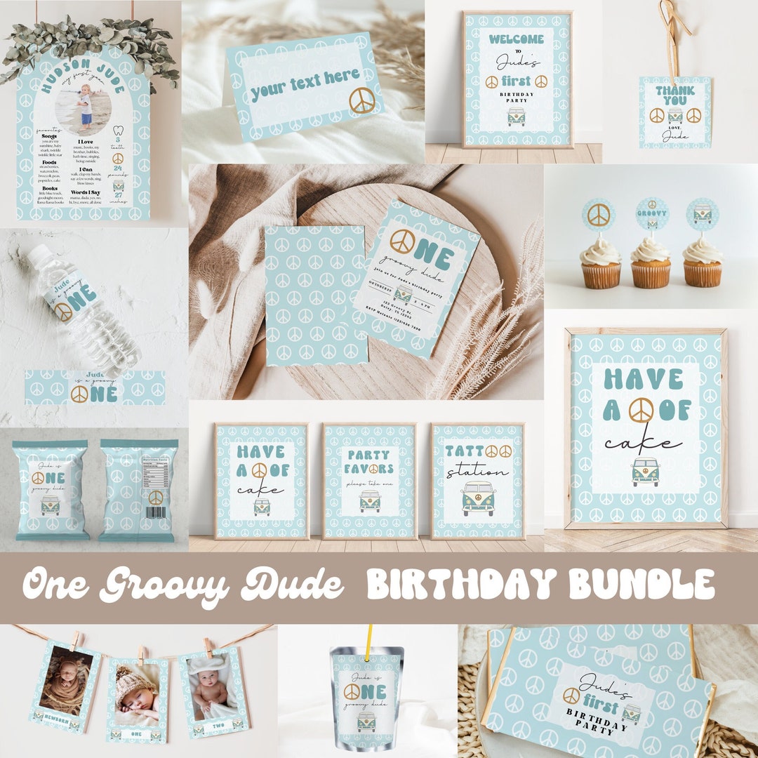One Groovy Dude Birthday Bundle | 1st Birthday | Instant Download ...