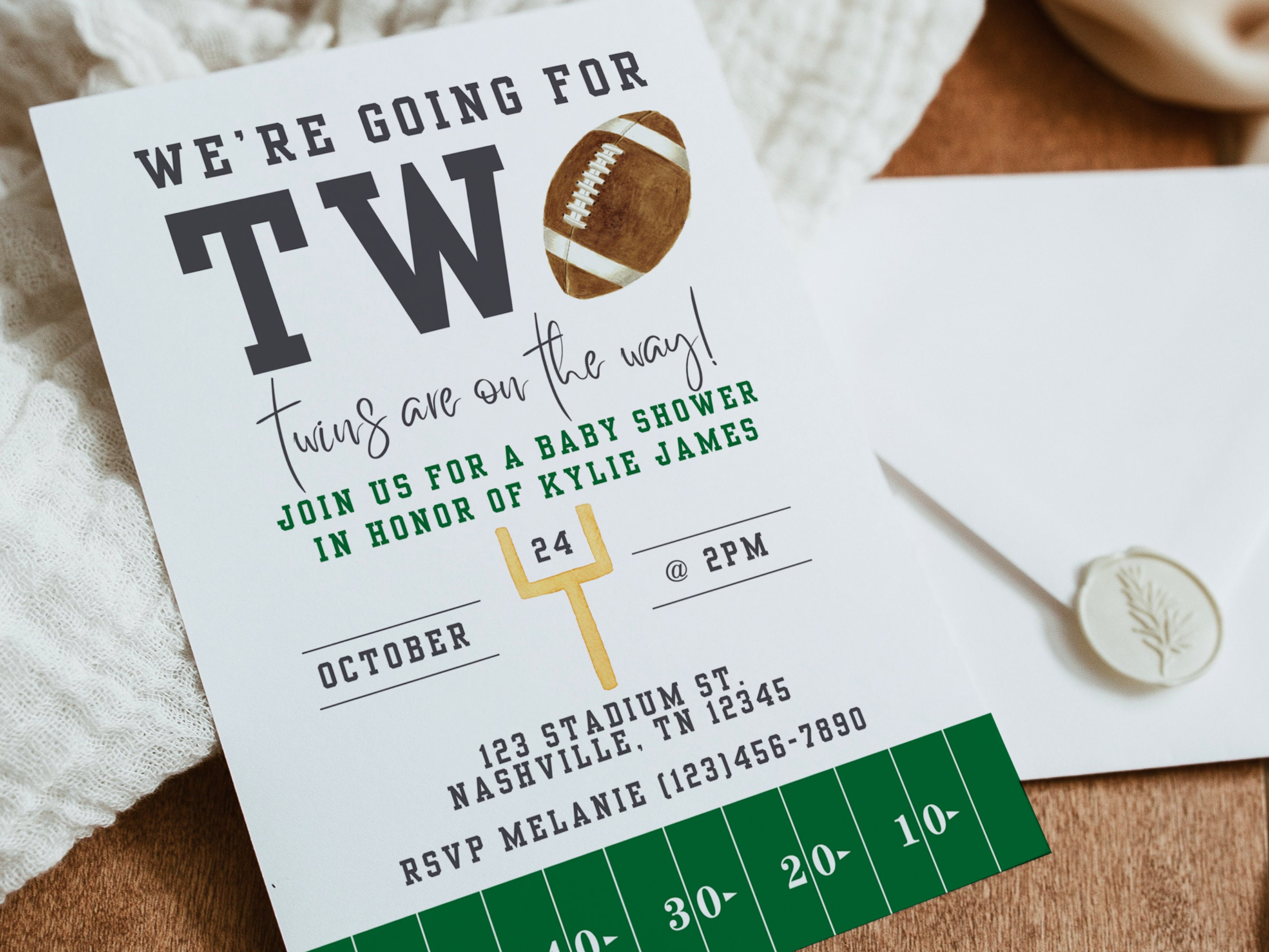 Football Baby Shower Twins, Instant Download, Editable Invitation ...