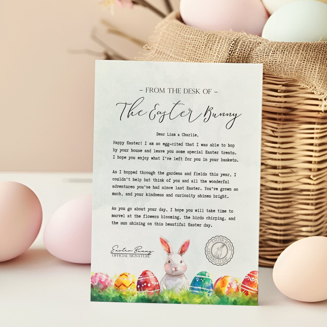 Printable Easter Bunny Note, Easter Bunny Letter, Instant Download ...