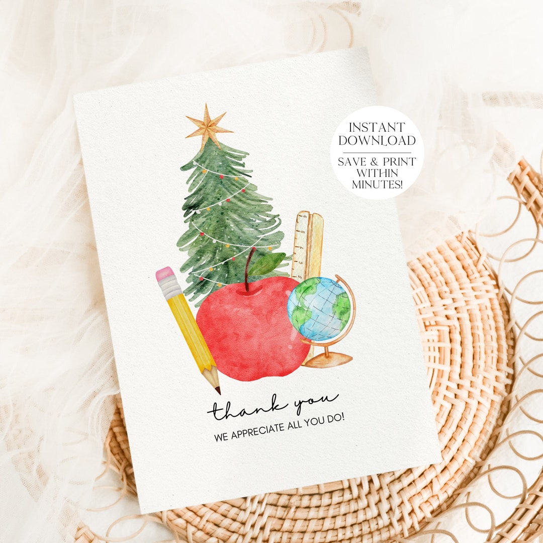 Teacher Christmas Card | Teacher Holiday Card | Teacher Gift | Teacher ...