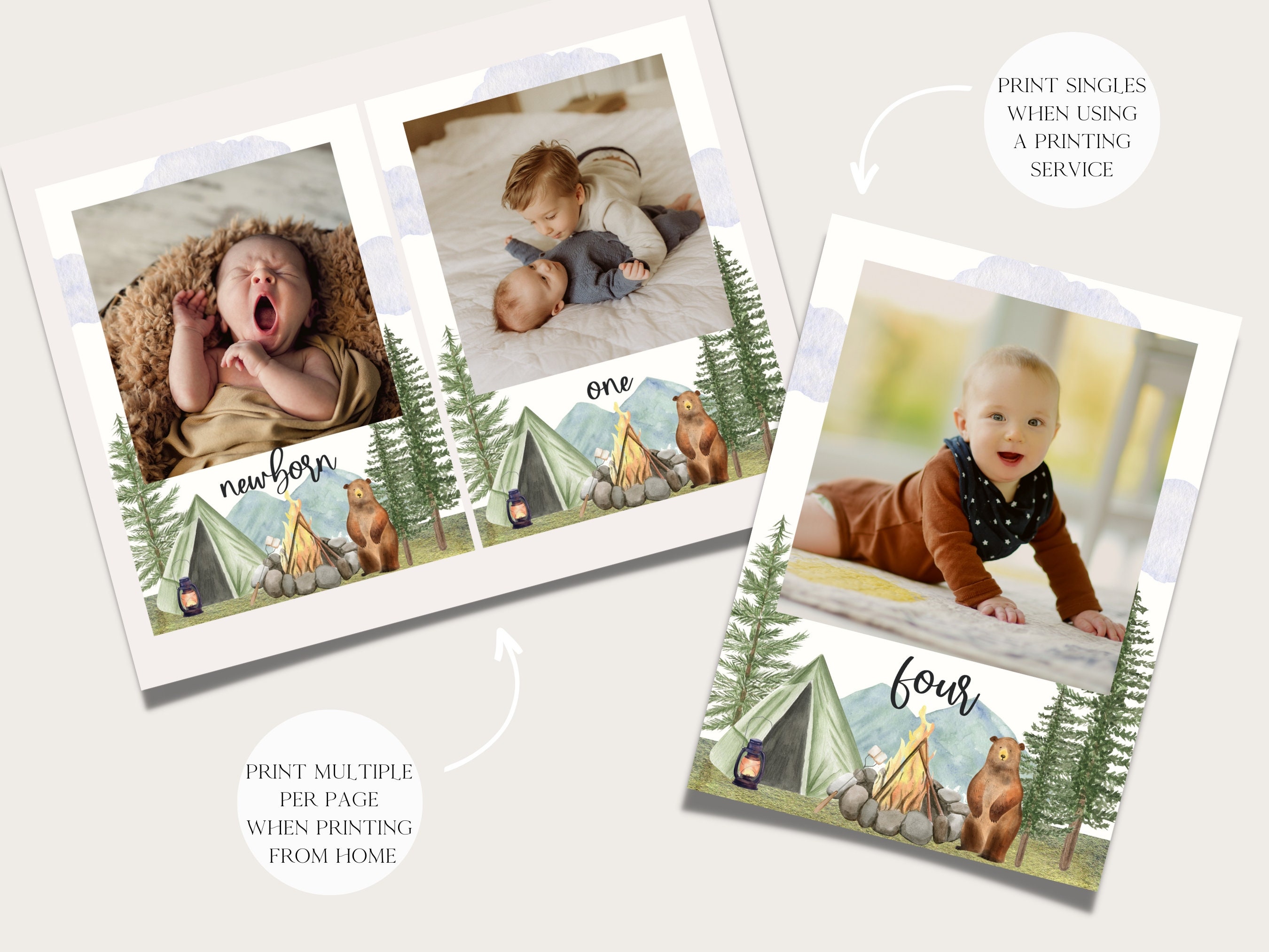 One Happy Camper Photo Banner Printable First Year Milestone - Etsy