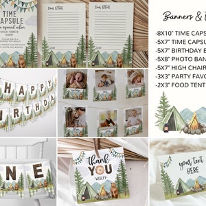One Happy Camper First Birthday Templates Bundle | Instant Download ...