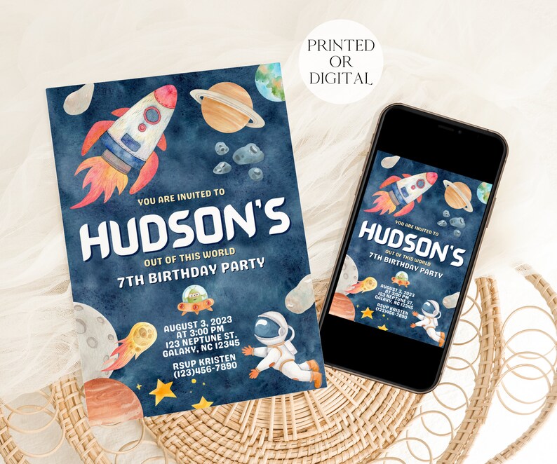 Outer Space Birthday Party Invitation Editable Birthday - Etsy