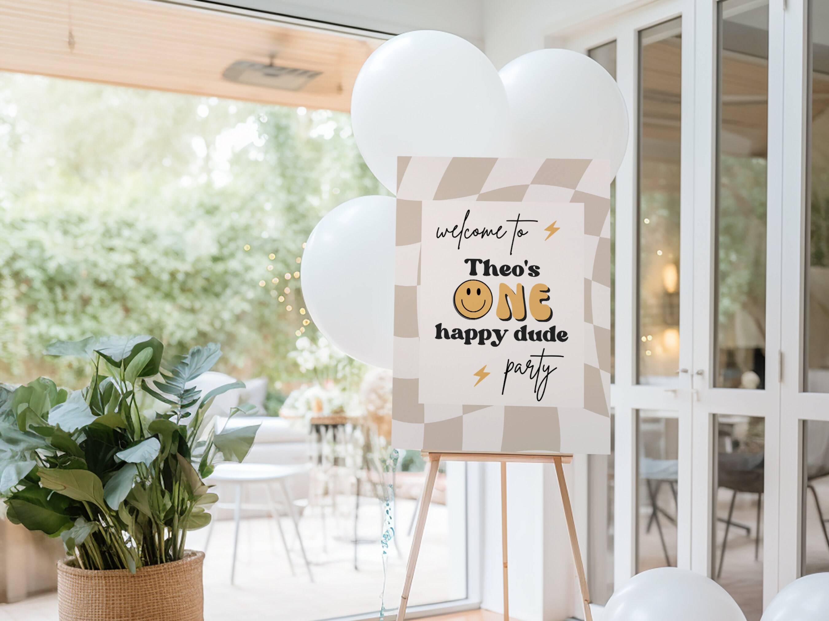Tan One Happy Dude Welcome Sign, First Birthday Party, Happy Dude Party ...