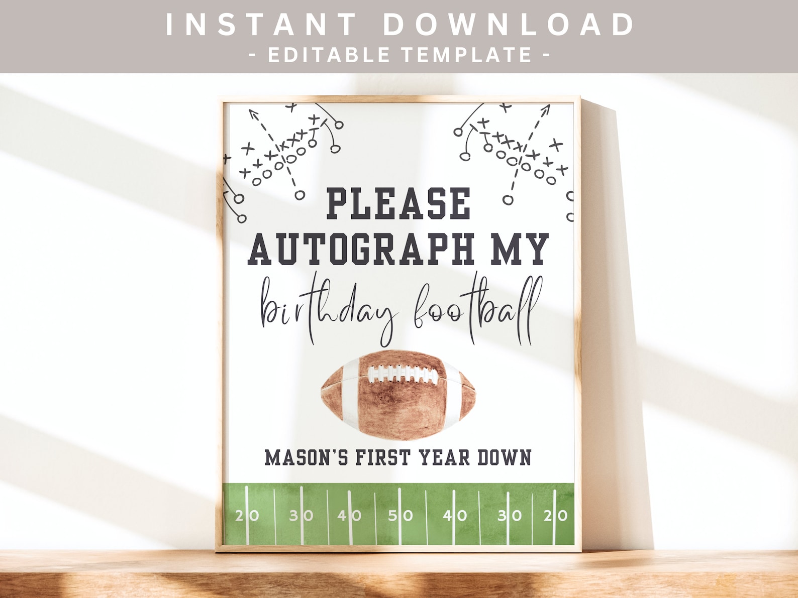 Football Birthday, Autograph My Ball, Instant Download, Autograph Guest ...