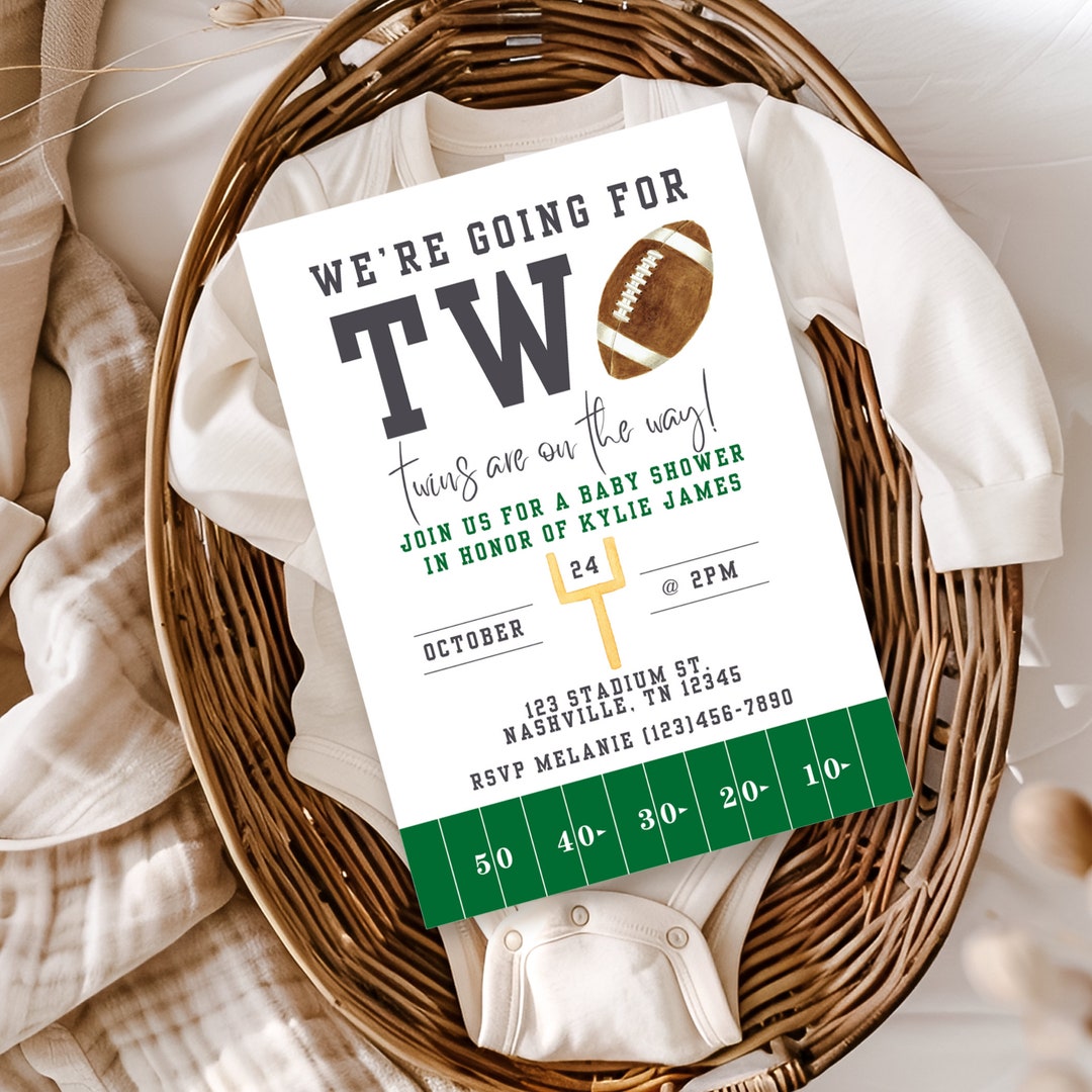 Football Baby Shower Twins, Instant Download, Editable Invitation ...