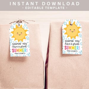 Printable Last Day of School Tag, School Gift Tag, Teacher Gift, Soap ...