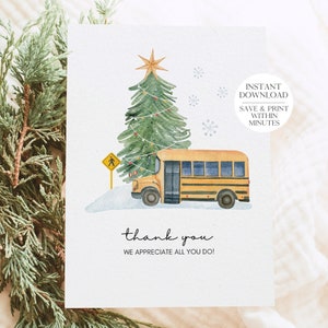 Printable School Bus Driver Christmas Card | Bus Driver Gift ...