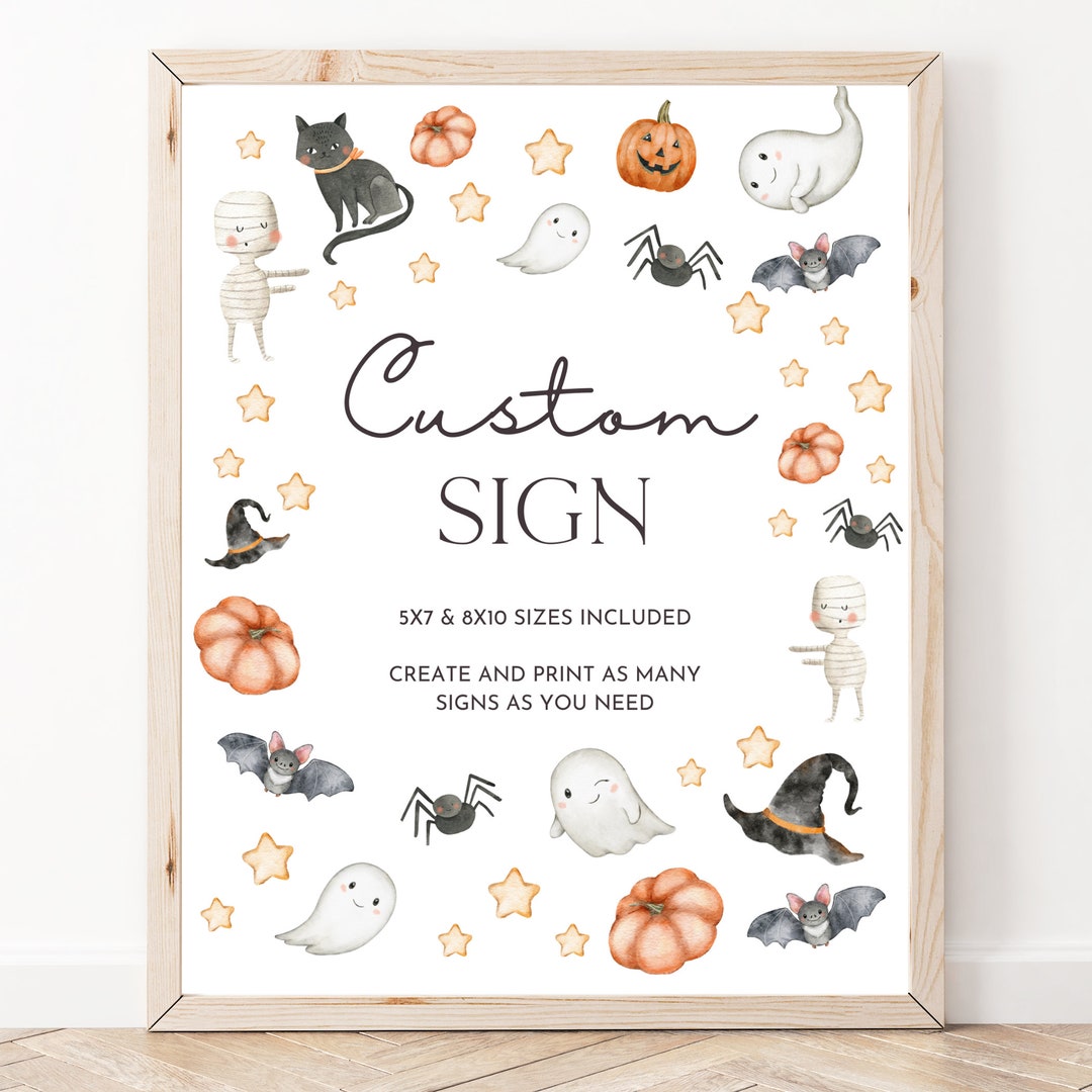 Spooky Baby Shower Custom Sign, Instant Download, Editable Template ...
