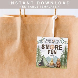 One Happy Camper Smores Tag, Party Favor Tag, Smore Fun, Thank You Tags ...
