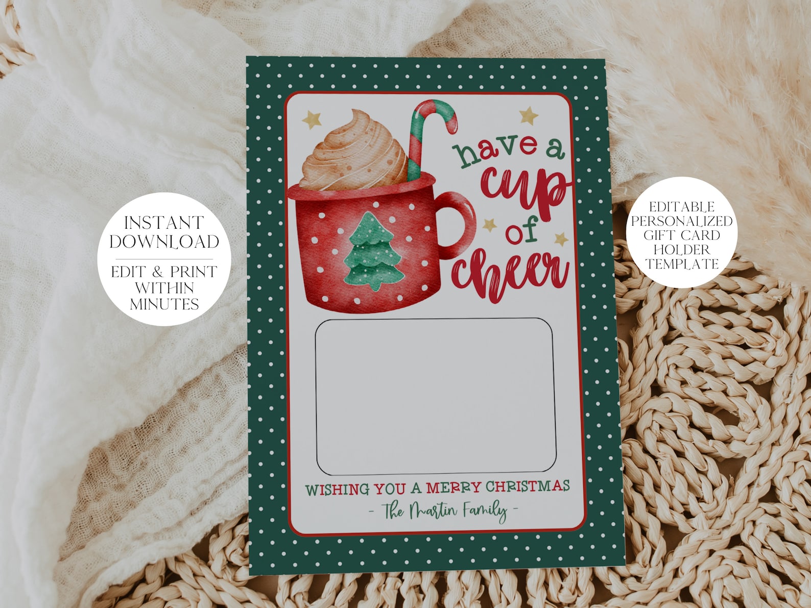 Printable Coffee Gift Card Holder Template Christmas Card - Etsy